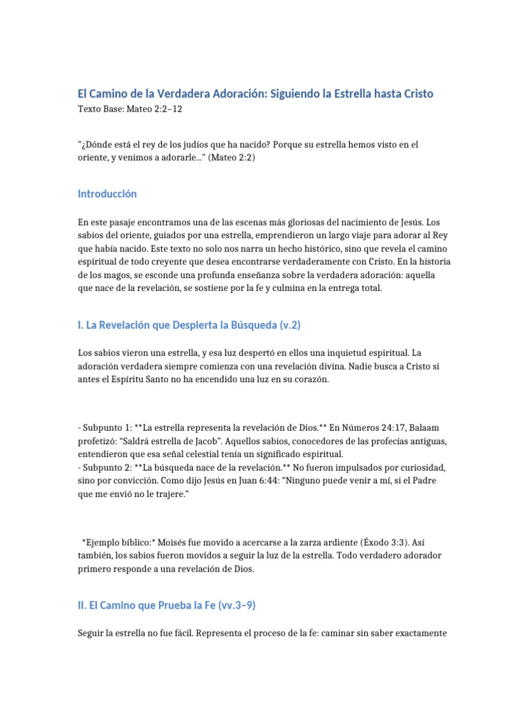 El Camino de La Verdadera Adoracion Mateo 2 2-12 | PDF | Cristo (título ...