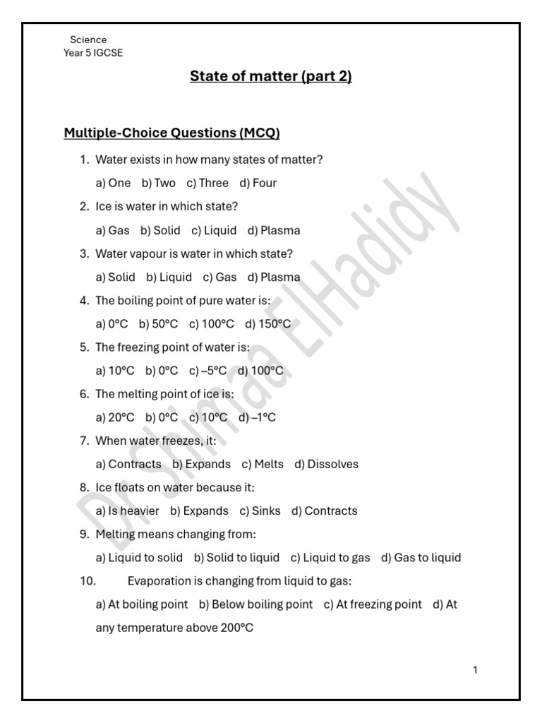 State of Matter Questions-Part2 | PDF | Water | Solubility