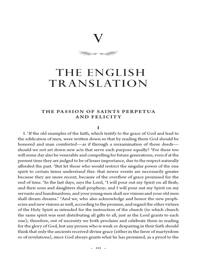 The Martyrdom of Saints Perpetua and Felicity | PDF
