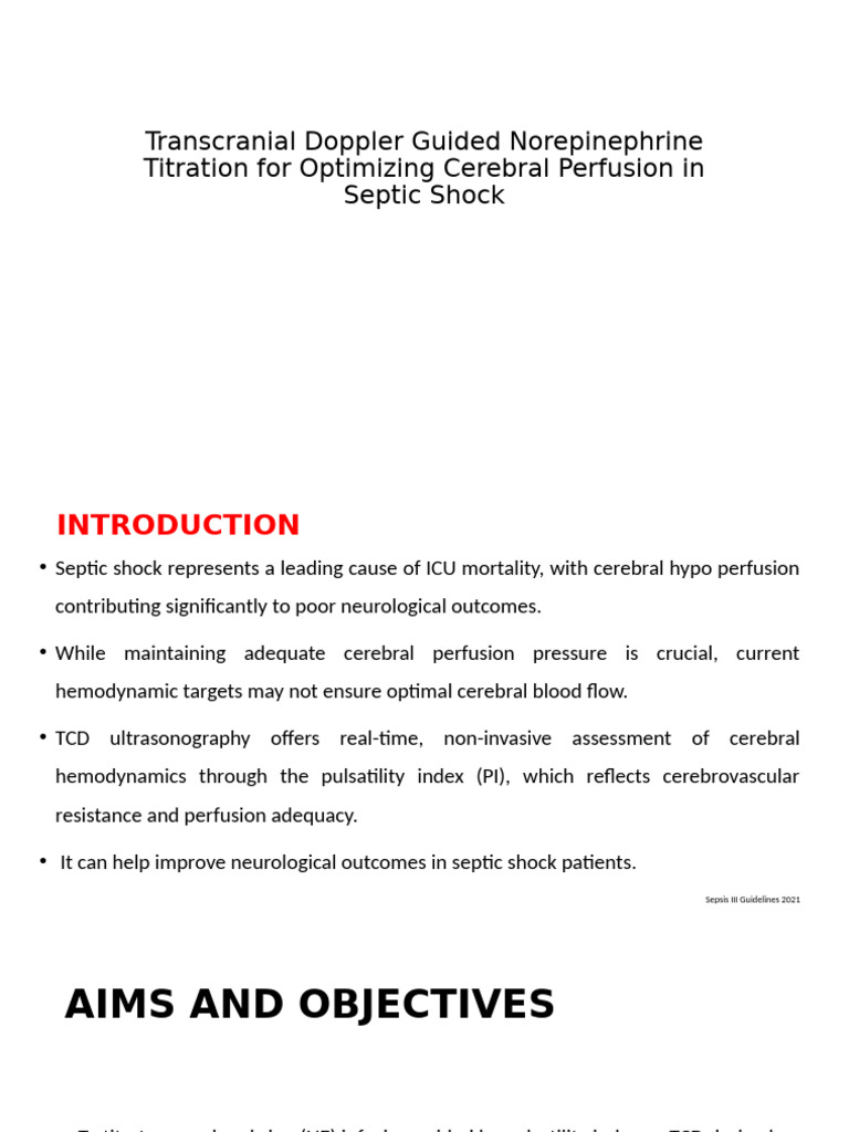 TCD-Guided Norepinephrine in Septic Shock | PDF | Sepsis | Shock ...