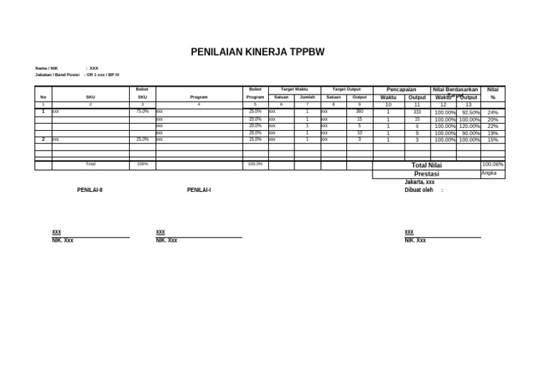 Form Penilaian Kinerja | PDF