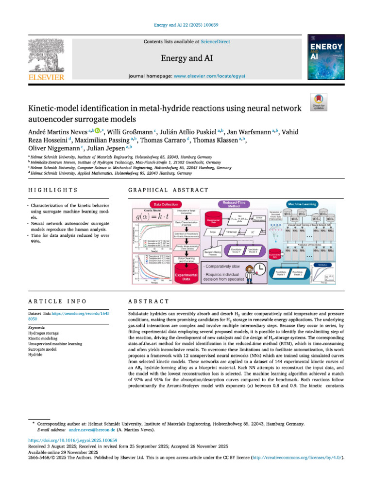 Kinetic-Model Identification in Metal-Hydride Reactions Using Neural Network | PDF