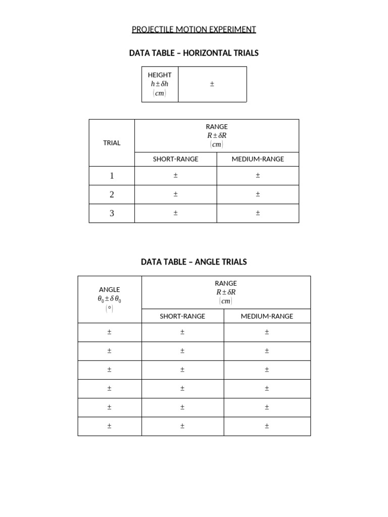 4A - 05B - Projectile Motion Data Tables-1 | PDF