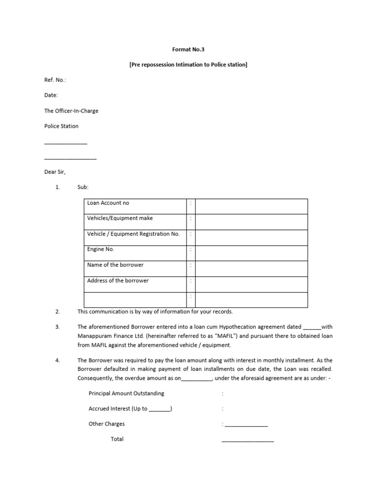 Pre - Post Sale or Surrender letter & 3) | PDF | Loans | Repossession