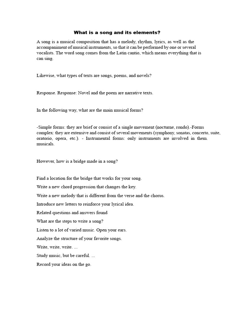 What is a song and its elements | PDF | Musical Forms | Songs