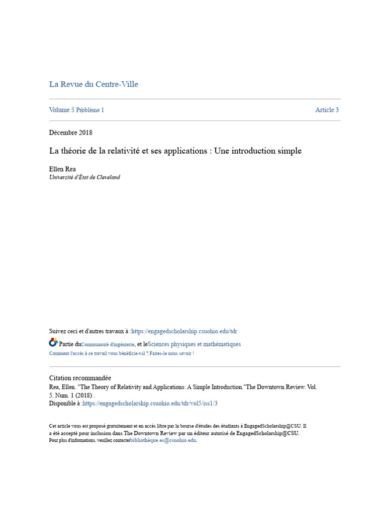Introduction à la relativité d'Einstein | PDF | Relativité générale ...