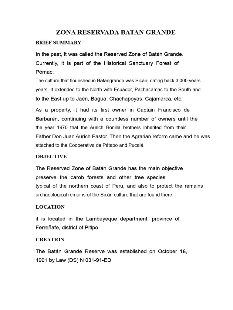 RESERVED AREA BATAN GRANDE | PDF