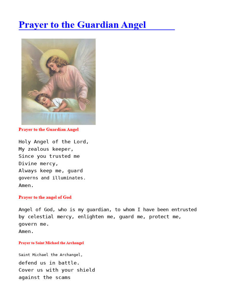 Guardian Angel Prayers and Litanies | PDF | Angel | Michael (Archangel)