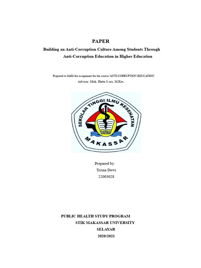 Paper On Anti-Corruption Education in Higher Education | PDF ...