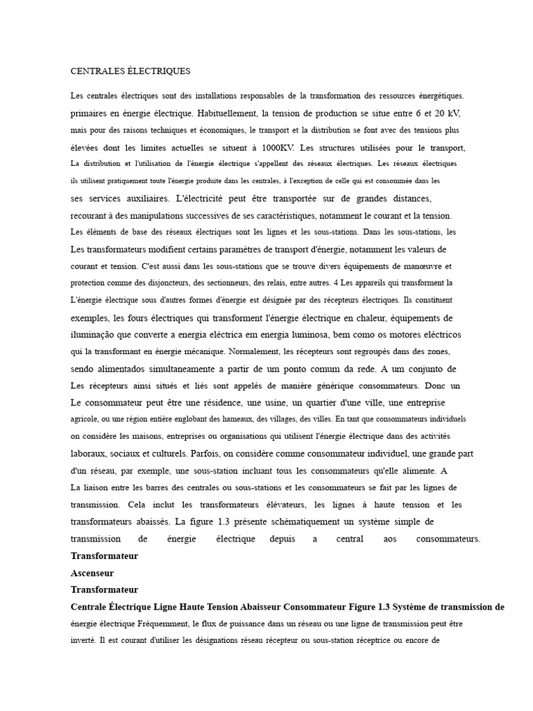 Fonctionnement des centrales électriques | PDF | Réseau électrique ...