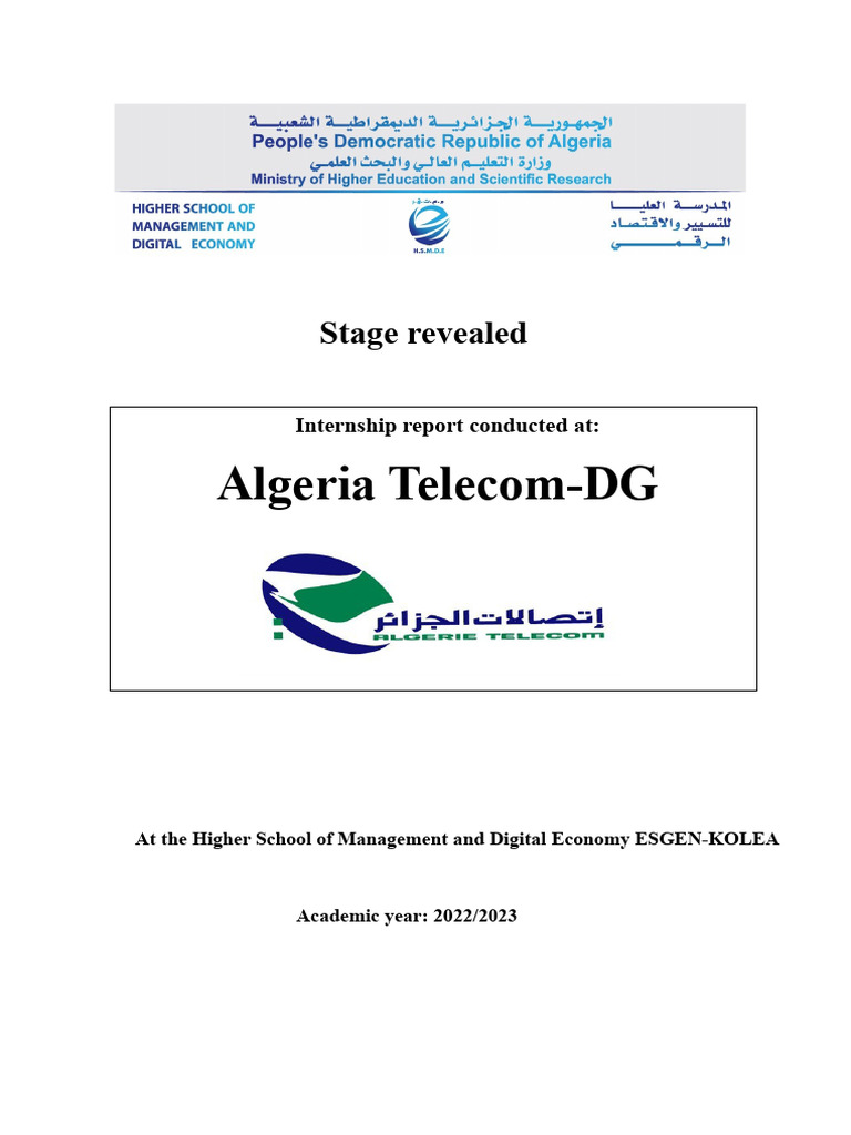 Algeria Telecom Internship Report 2023 | PDF | Service Industries ...