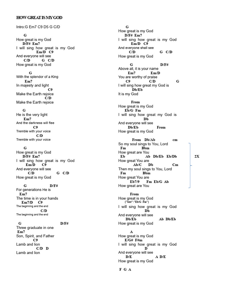 How Great Is My God - You Are Mighty | PDF | Religious Belief And Doctrine