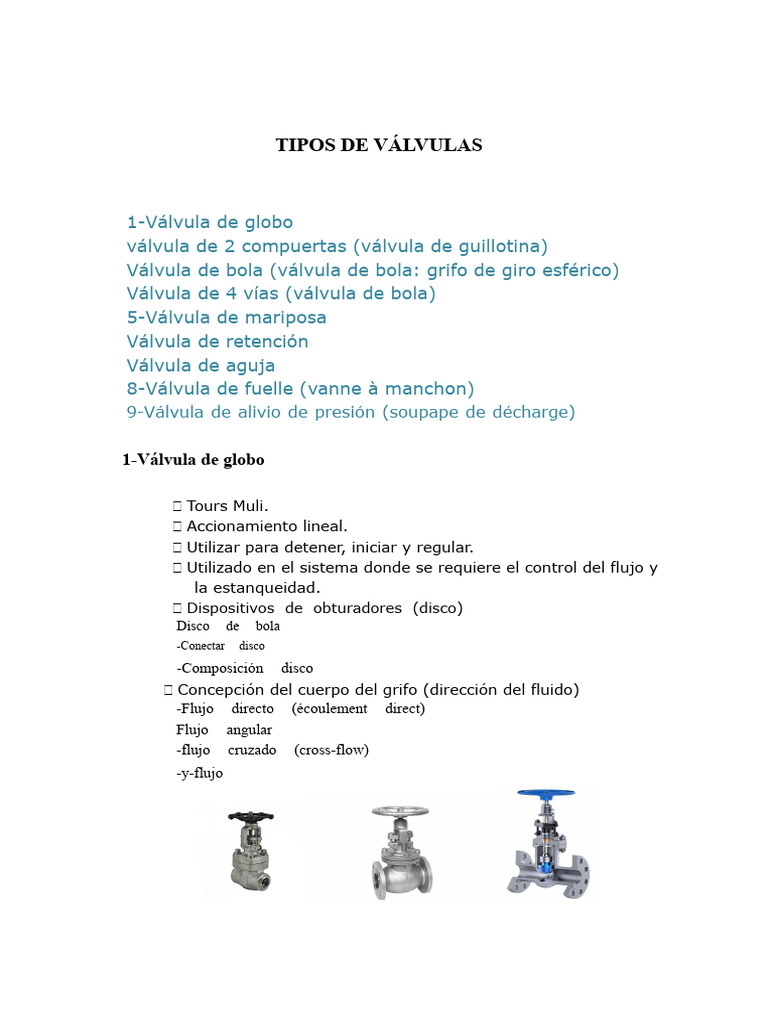 Tipos de Válvulas y Bridas en Sistemas de Flujo | PDF | Tap (Válvula ...