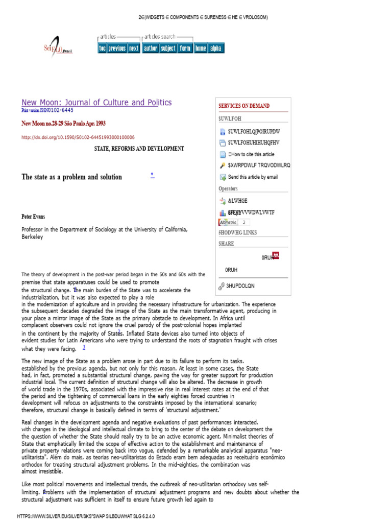 Peter Evans - The State as Problem and Solution NEW MOON | PDF ...
