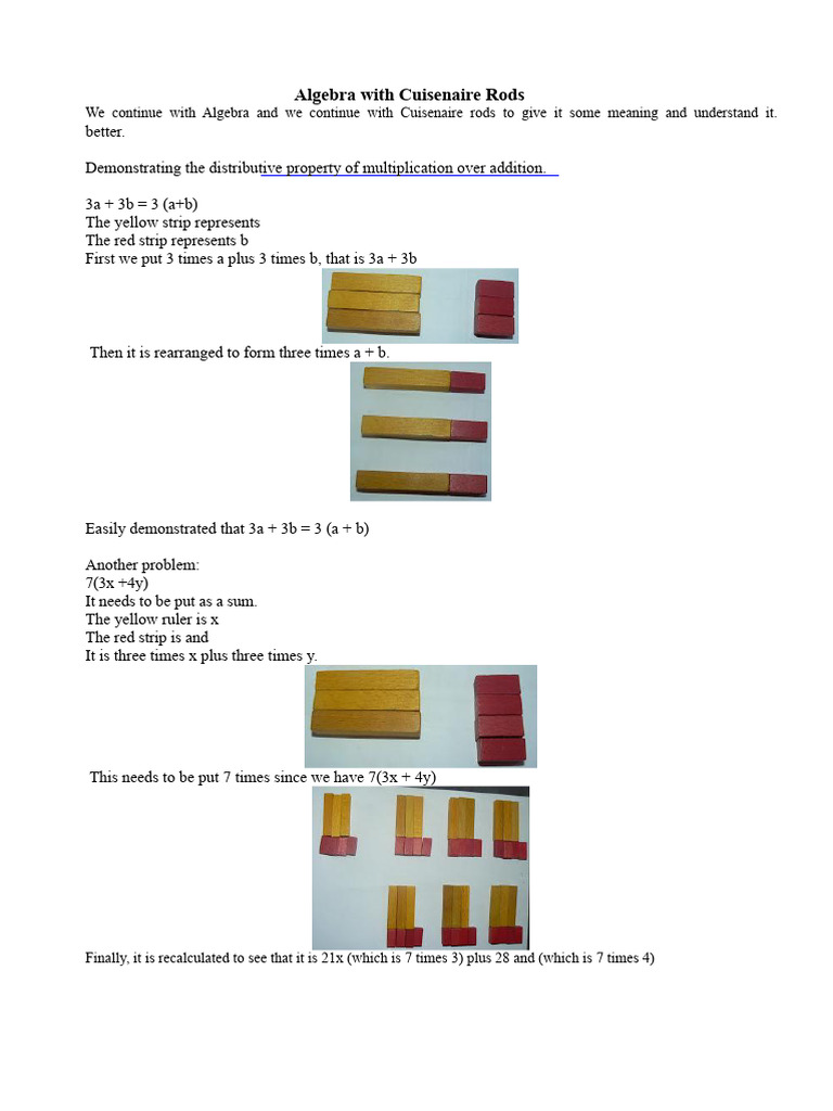 Algebra with Cuisenaire Rods | PDF | Numbers | Multiplication