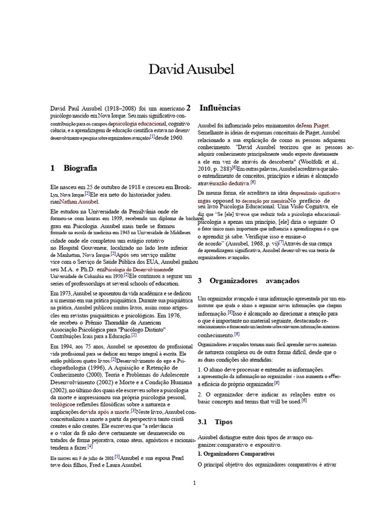 David Ausubel | PDF | Psicologia | Aprendizado