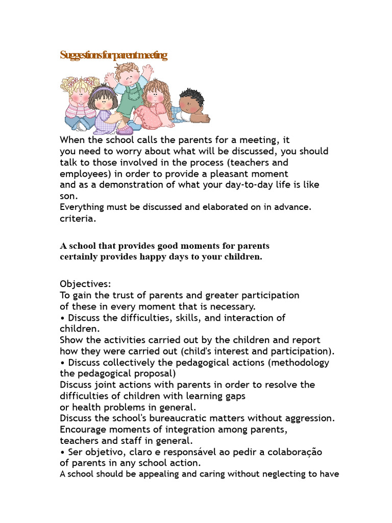 Parent Meeting Preparation Guide | PDF | Psychological Concepts ...