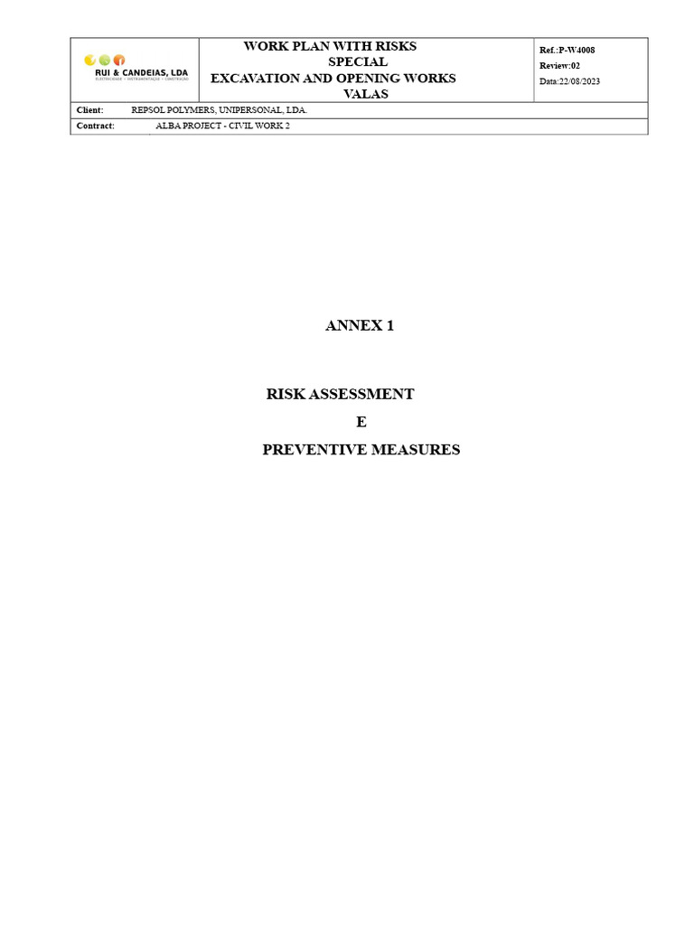 AR PTRE 001 Excavation and Trench Opening Rev02 | PDF | Risk | Risk ...