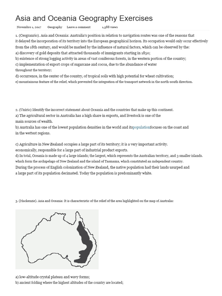 Asia and Oceania Geography Exercises _ Web Exercises.pdf | PDF ...