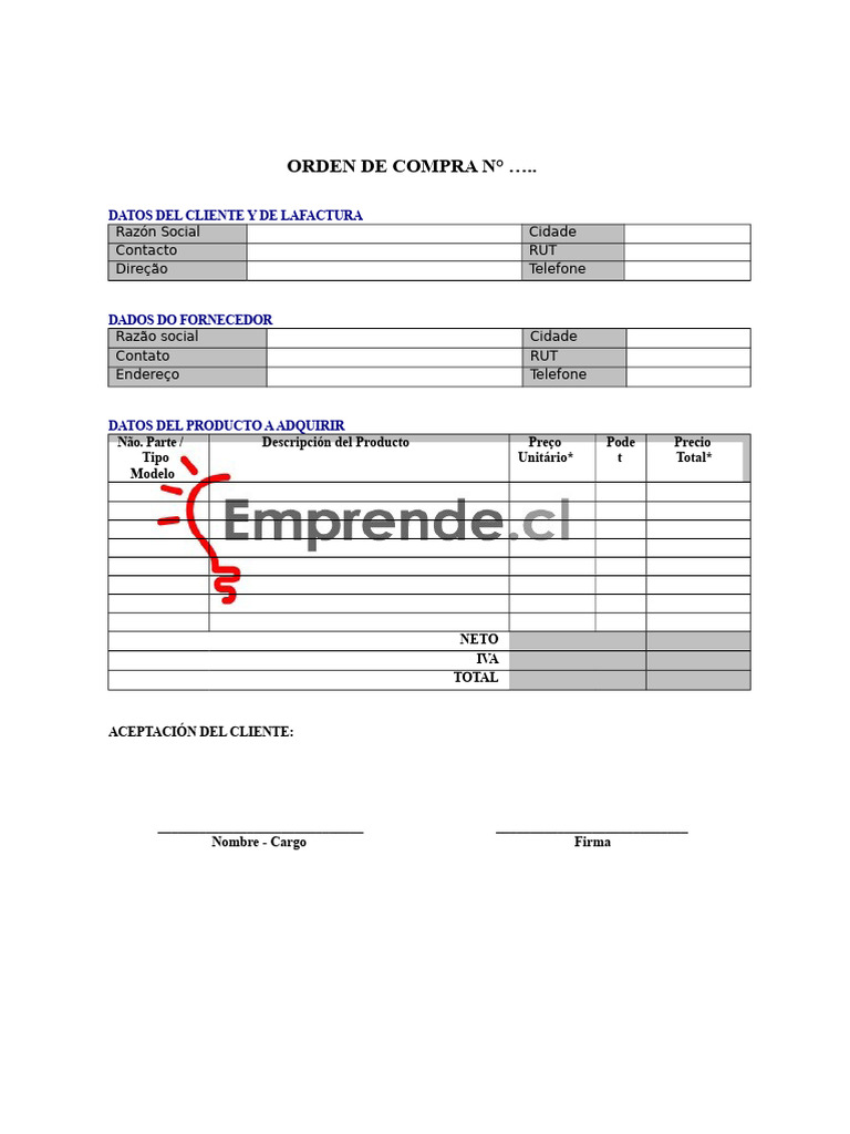 Modelo de Ordem de Compra Detalhada | PDF