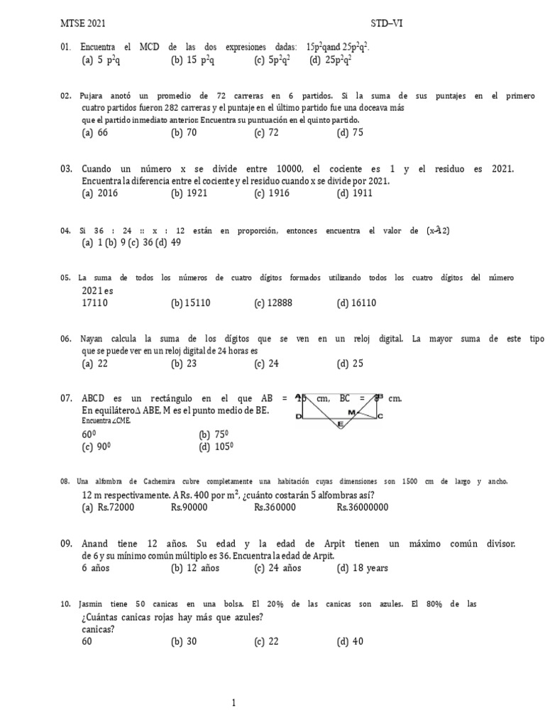 MTSE_6_2021 | PDF | Rectángulo | Geometría Elemental