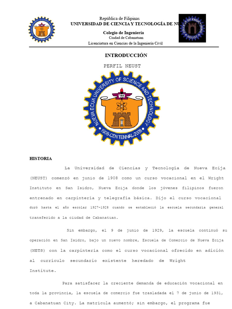 Historia y Campus de NEUST en Filipinas | PDF | Licenciado en Ciencias ...