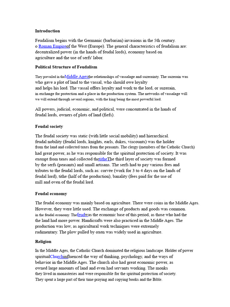 A Brief Summary About Feudalism | PDF | Feudalism | Middle Ages