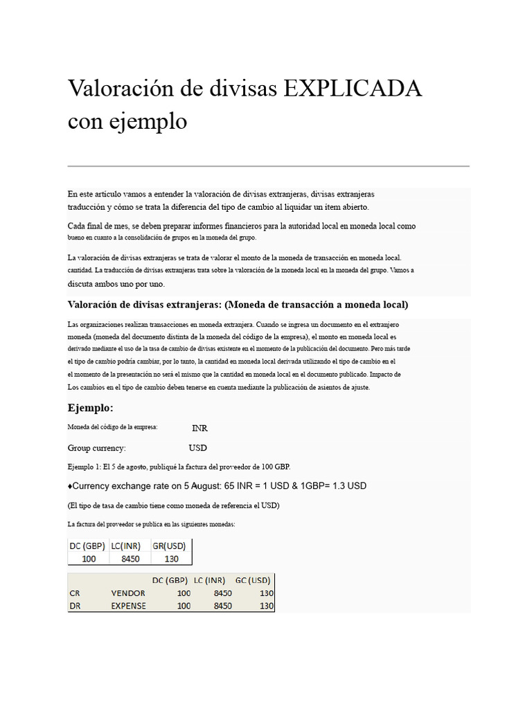 Guía sobre valoración de divisas extranjeras | PDF | Tipo de cambio ...