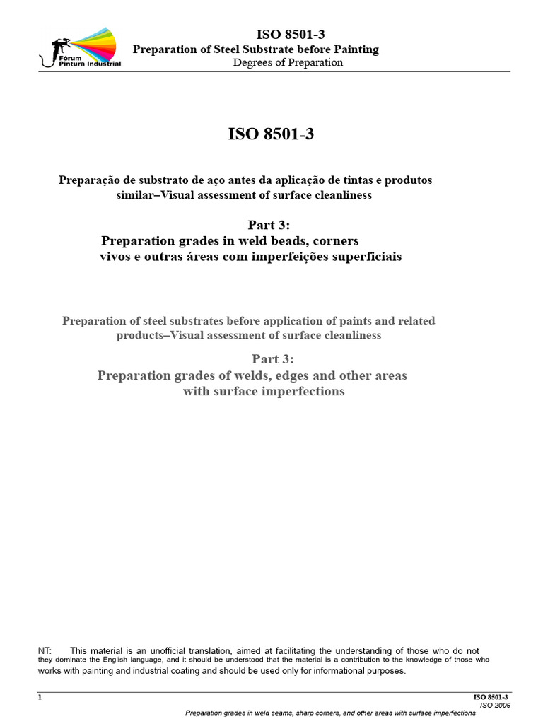 ISO 8501-3: Steel Surface Prep Grades | PDF | International ...