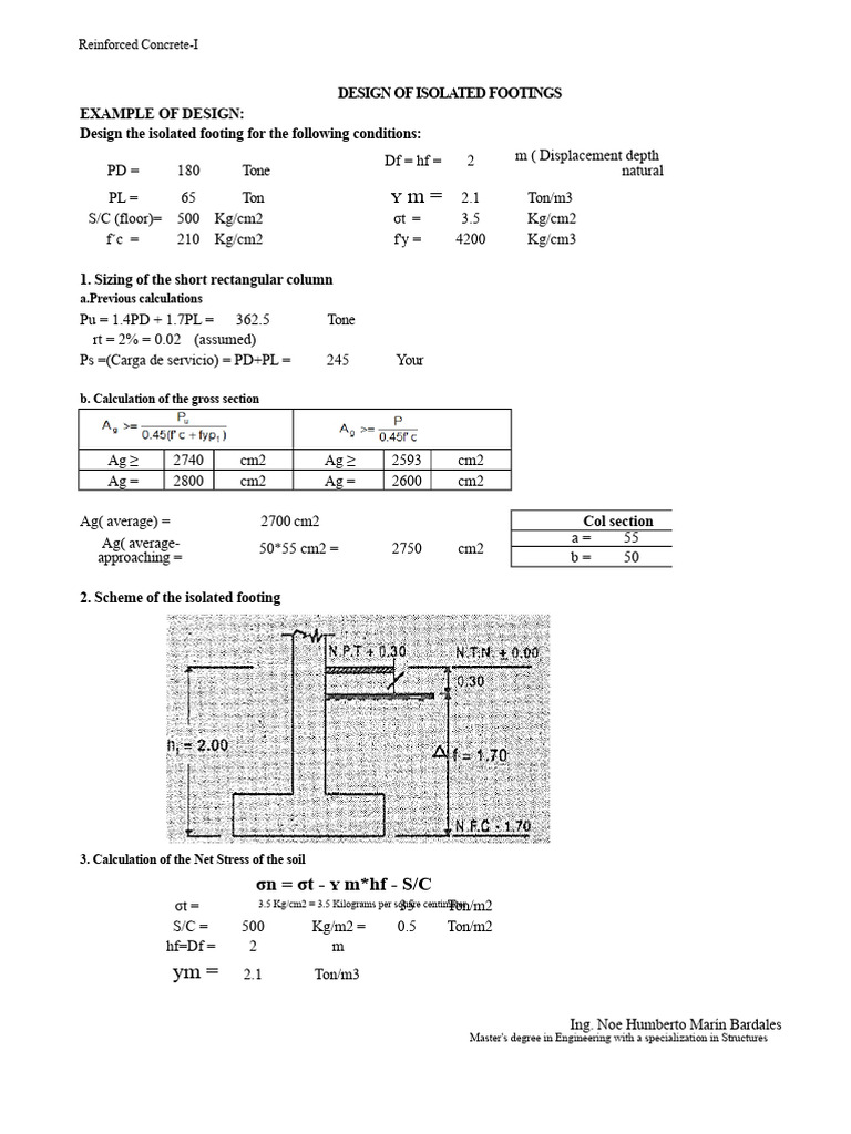 Isolated Footing Design Example | PDF | Applied And Interdisciplinary ...