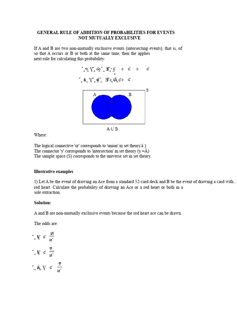 General Rule of Addition of Probabilities For Non-Mutually Exclusive ...