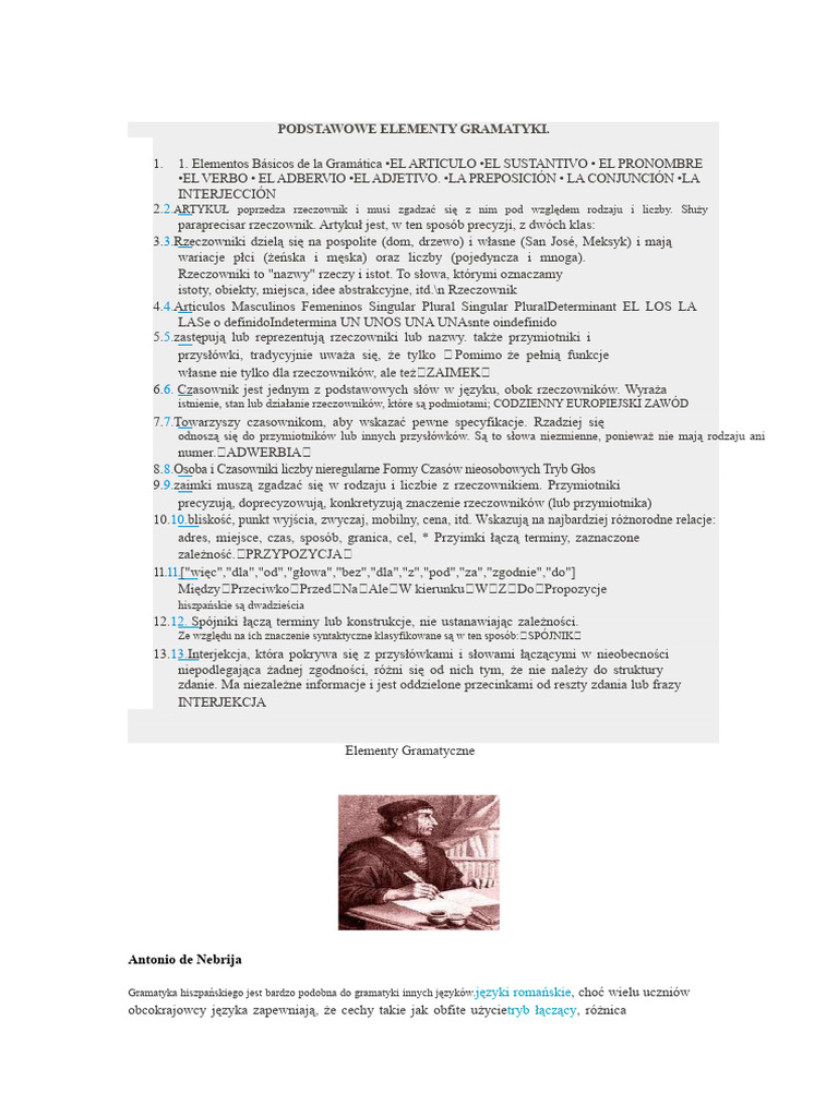 Podstawowe Elementy Gramatyki | PDF