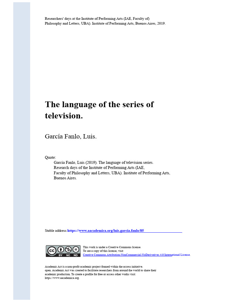 Garcia Fanlo, Luis (2019). The Language of Television Series | PDF