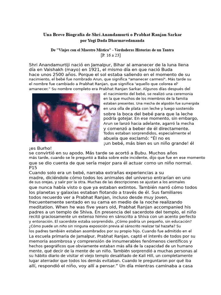 Una Breve Biografía de Shri Anandamurti o P R Sarkar | PDF