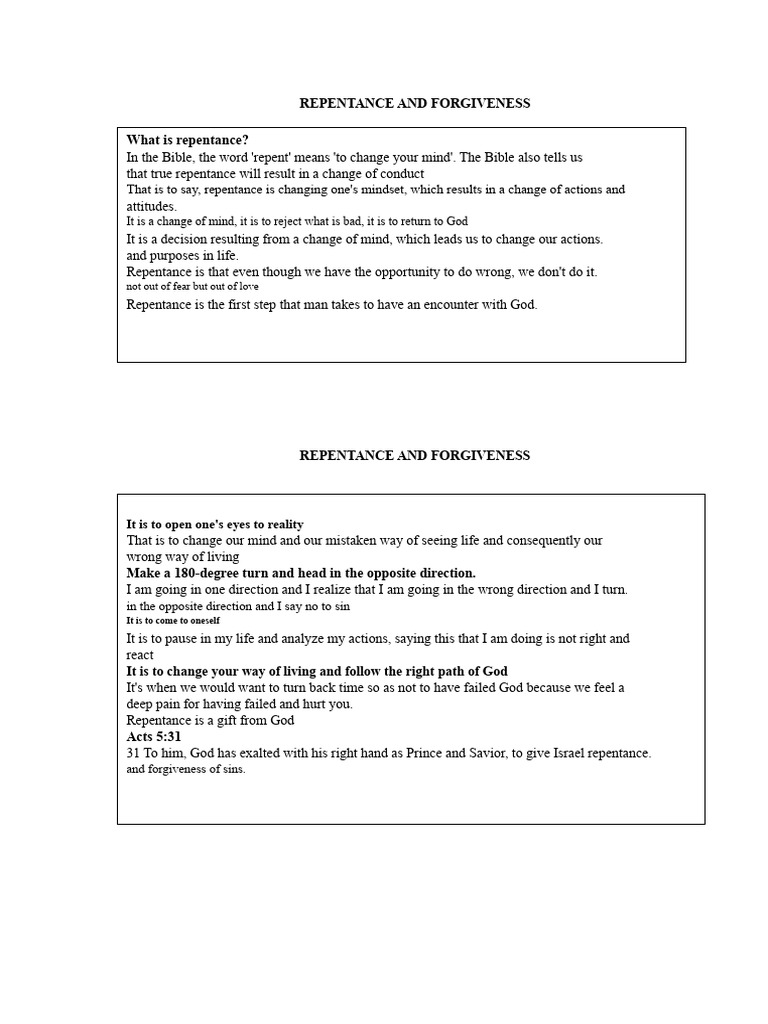 REPENTANCE AND FORGIVENESS | PDF | Salvation | Forgiveness