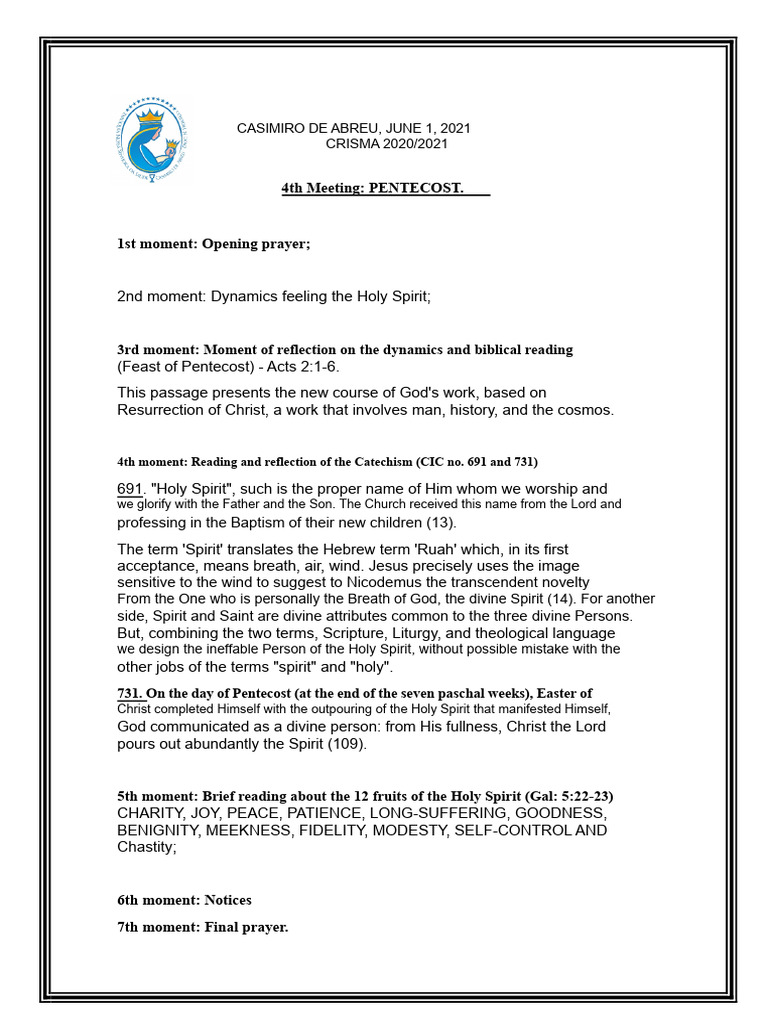 4th Confirmation Meeting | PDF