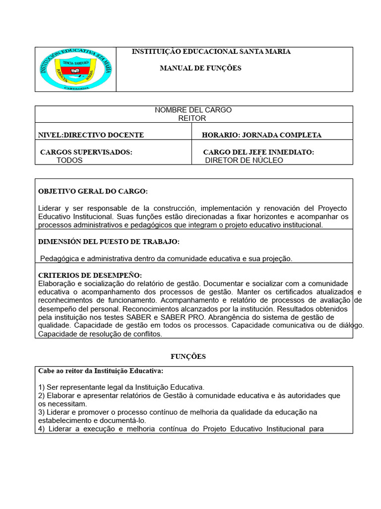 Manual de Funções do Reitor e Conselho | PDF | Pedagogia | Família