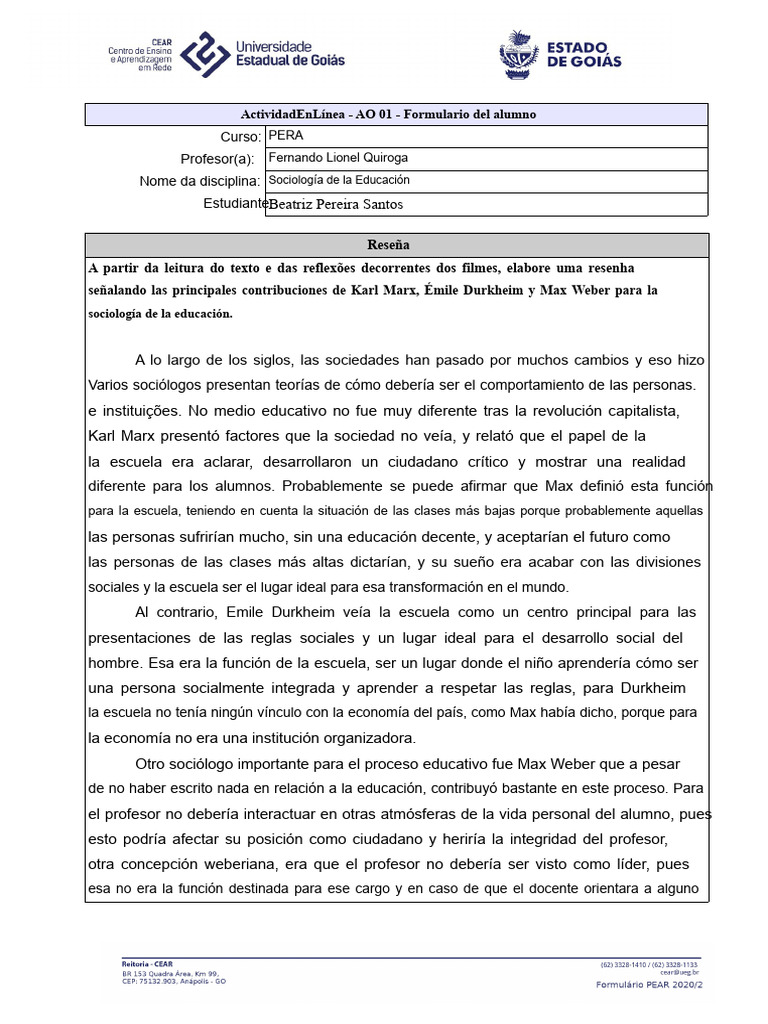 Principales Contribuciones de Karl Marx, Émile Durkheim y Max Weber A ...