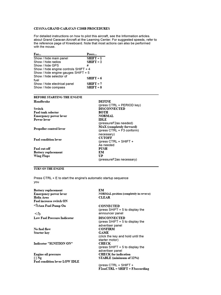 Cessna Grand Caravan C208B Procedures Guide | PDF | Aviation | Aircraft