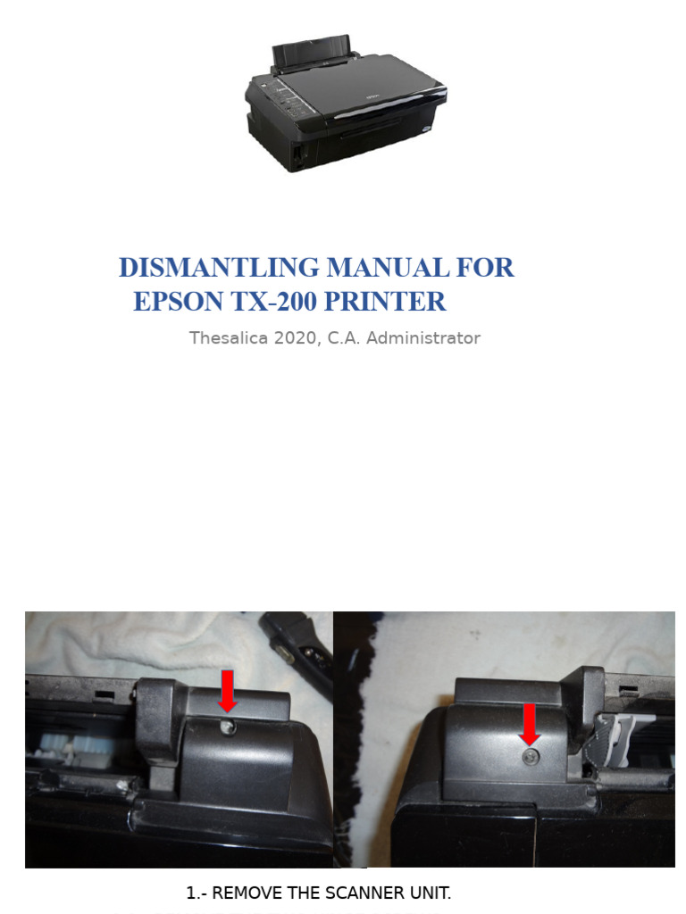 Epson TX-200 Printer Dismantling Guide | PDF | Electrical Connector ...