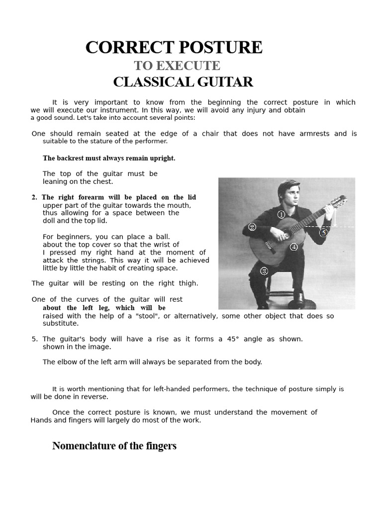 Correct Posture For Playing Classical Guitar | PDF | Guitars | Chair