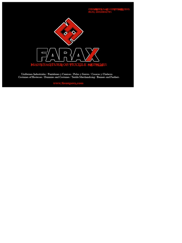 Farax Confections Brochure | PDF | Shirt | Blouse