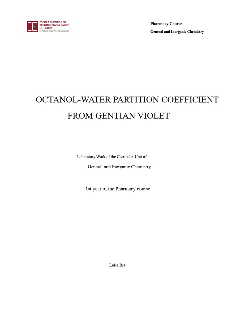 QGI - Report 5 - Octanol-water Partition Coefficient of Gentian Violet ...