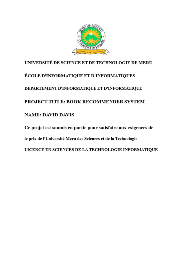 Système de recommandation de livres | PDF | Informatique