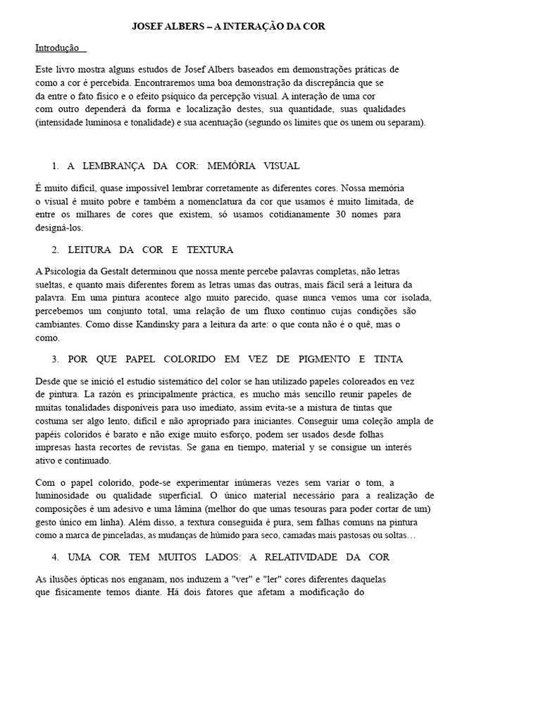 Interação e Percepção da Cor por Albers | PDF | Cor | Percepção