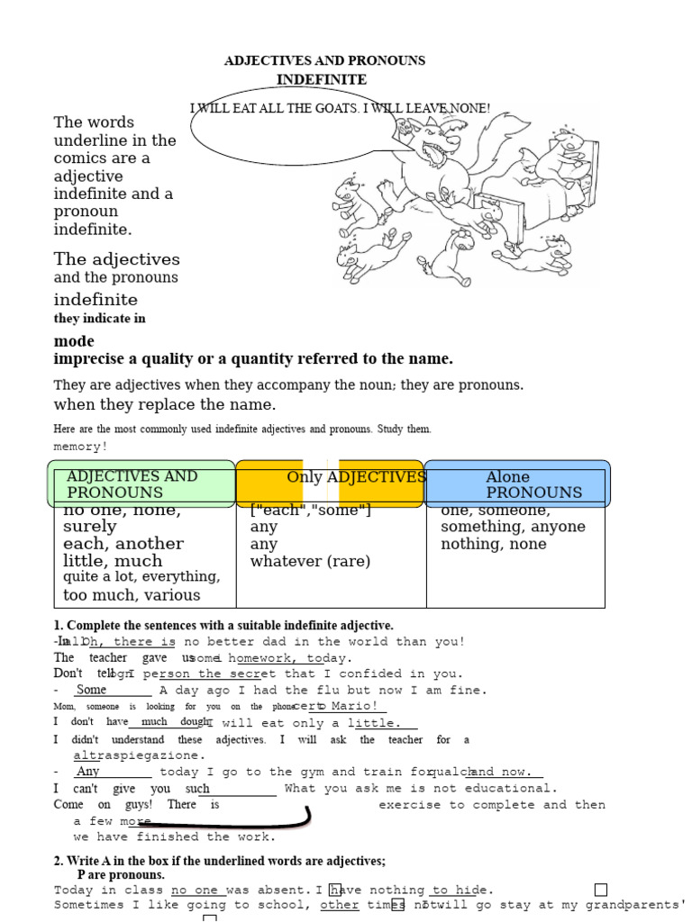 Understanding Indefinite Adjectives & Pronouns | PDF | Pronoun | Adjective