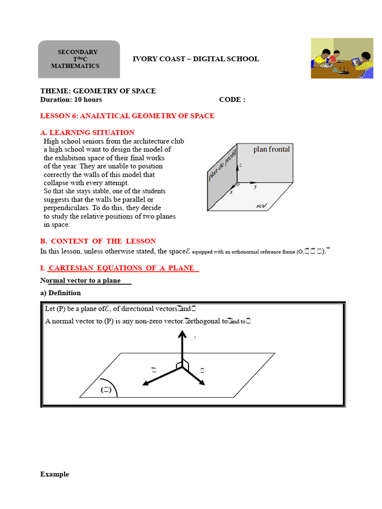 TC Maths lesson 05 Analytical Geometry of Space | PDF | Line (Geometry ...