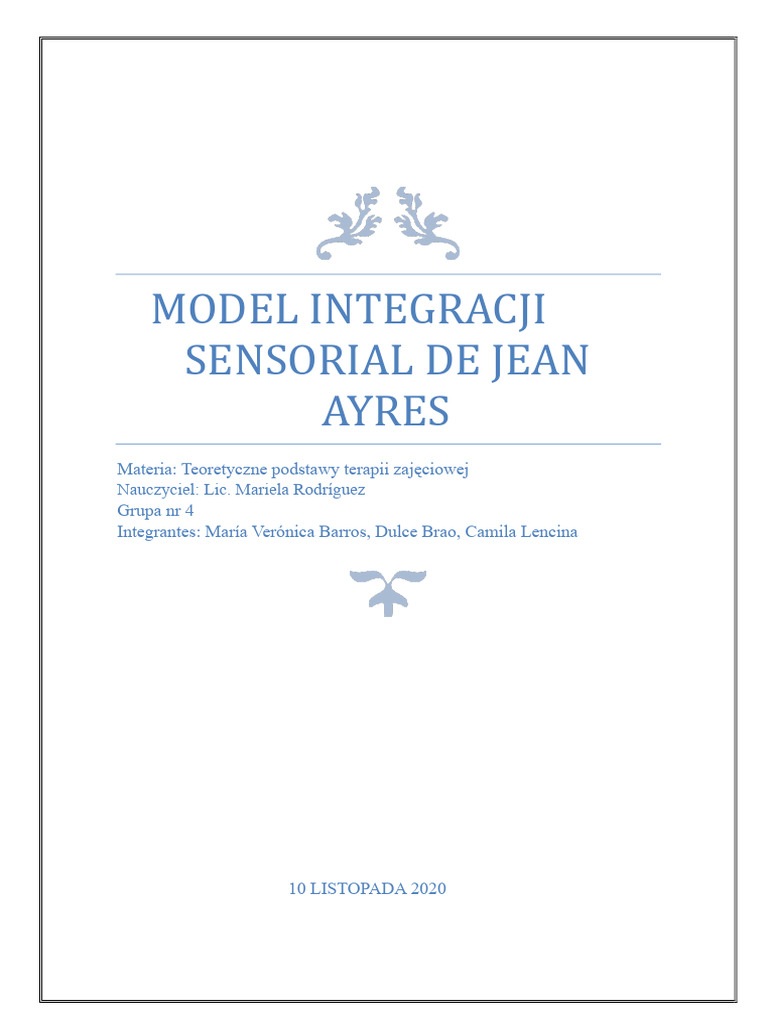 Model Integracji Sensorycznej Jean Ayres | PDF