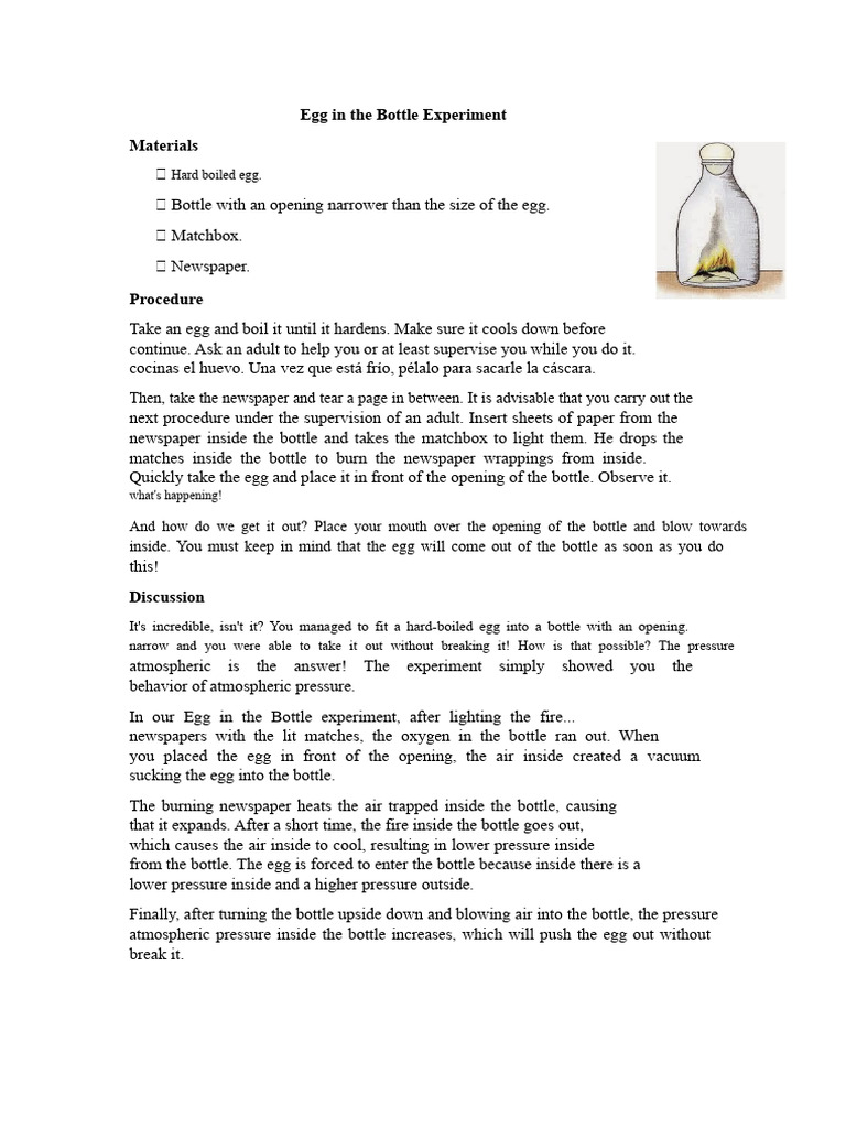 Egg in a Bottle Experiment Explained | PDF