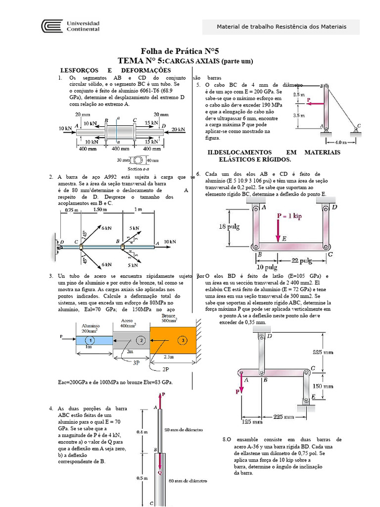 Prática n°5 - carga axial | PDF | Parafuso | Aço